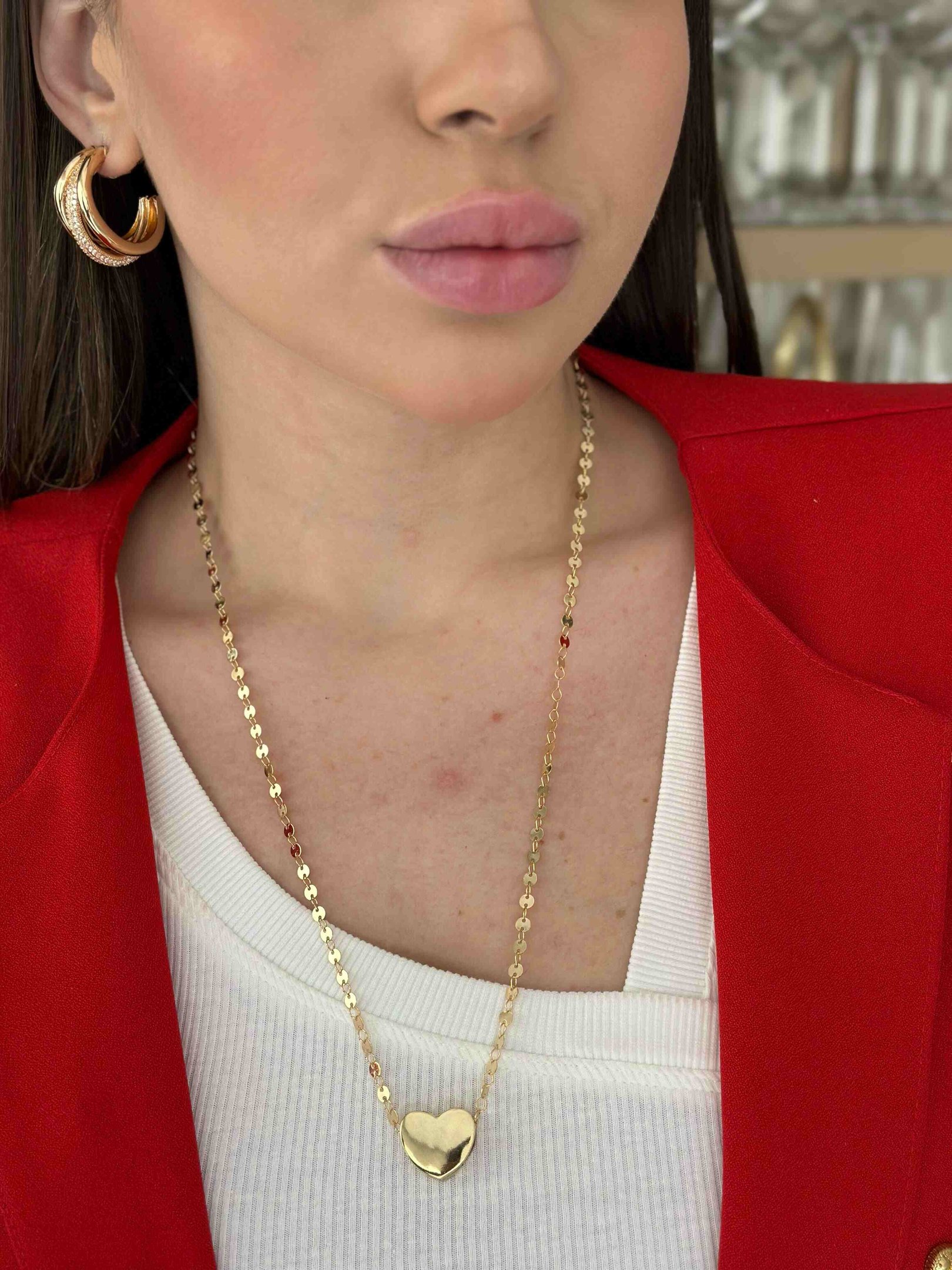 Colar Folheado a Ouro 18K Coração Preenchido