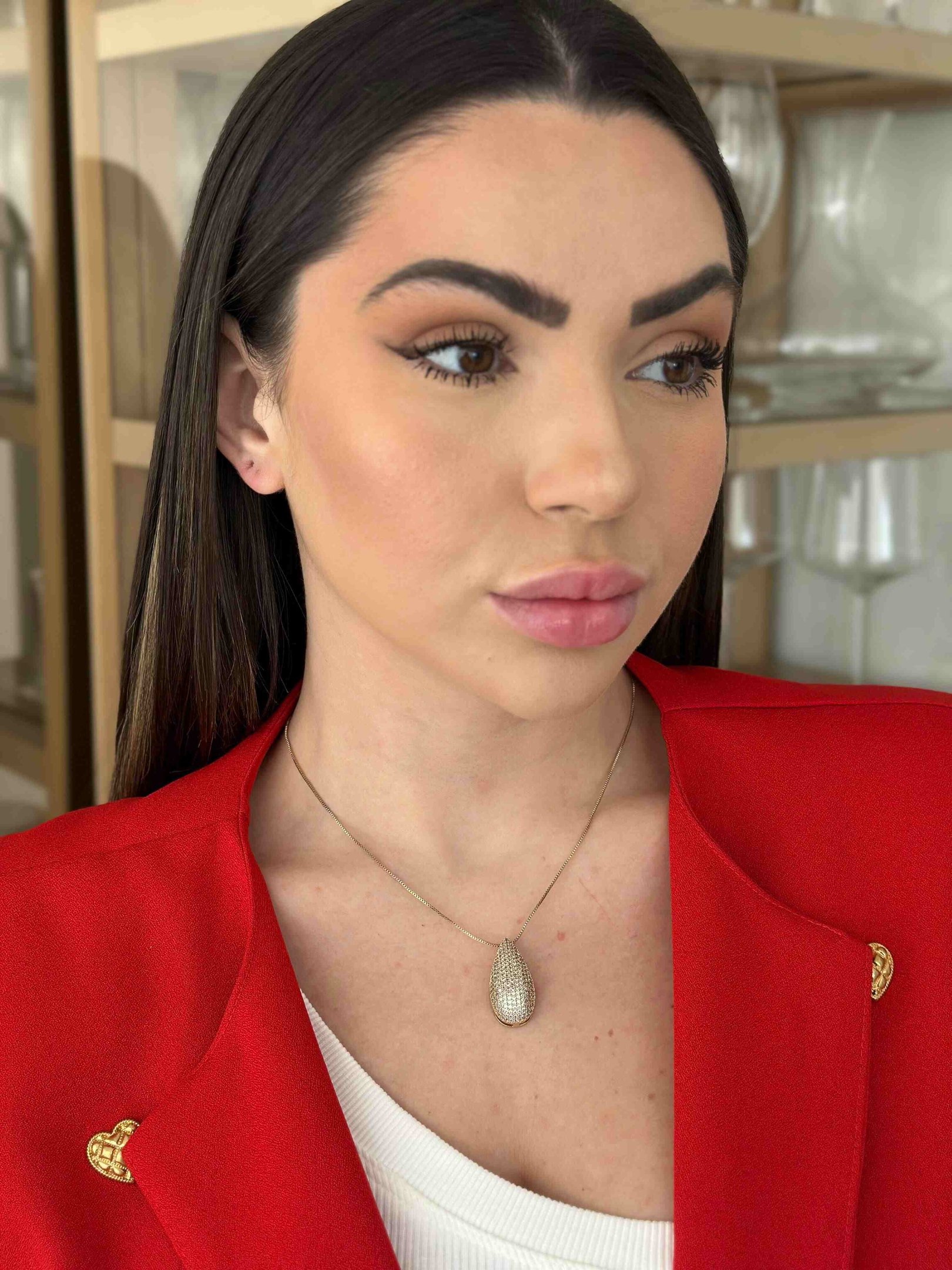 Colar Folheado a Ouro 18K Gota Cravejada