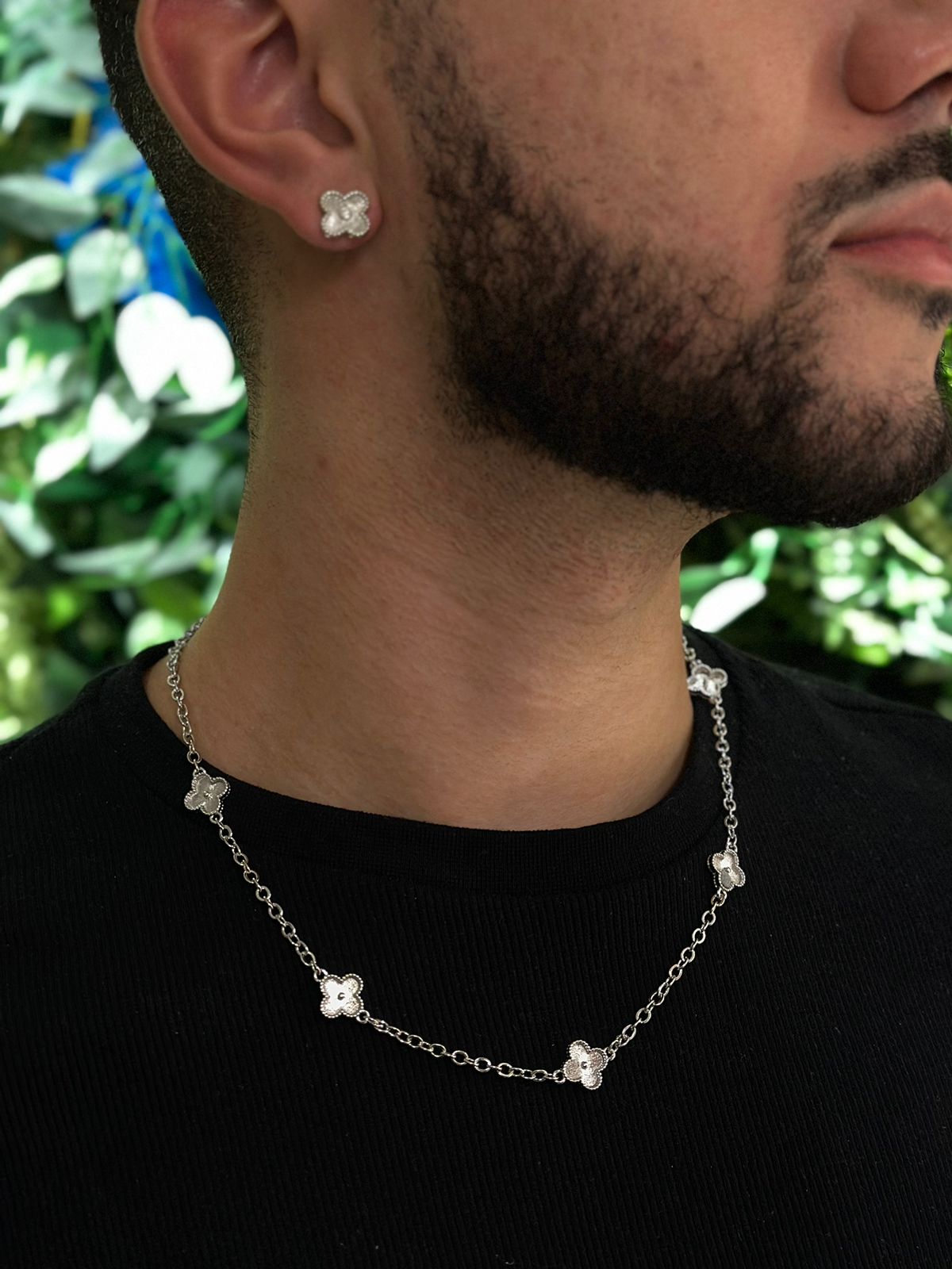 Colar Masculino Prata Trevo