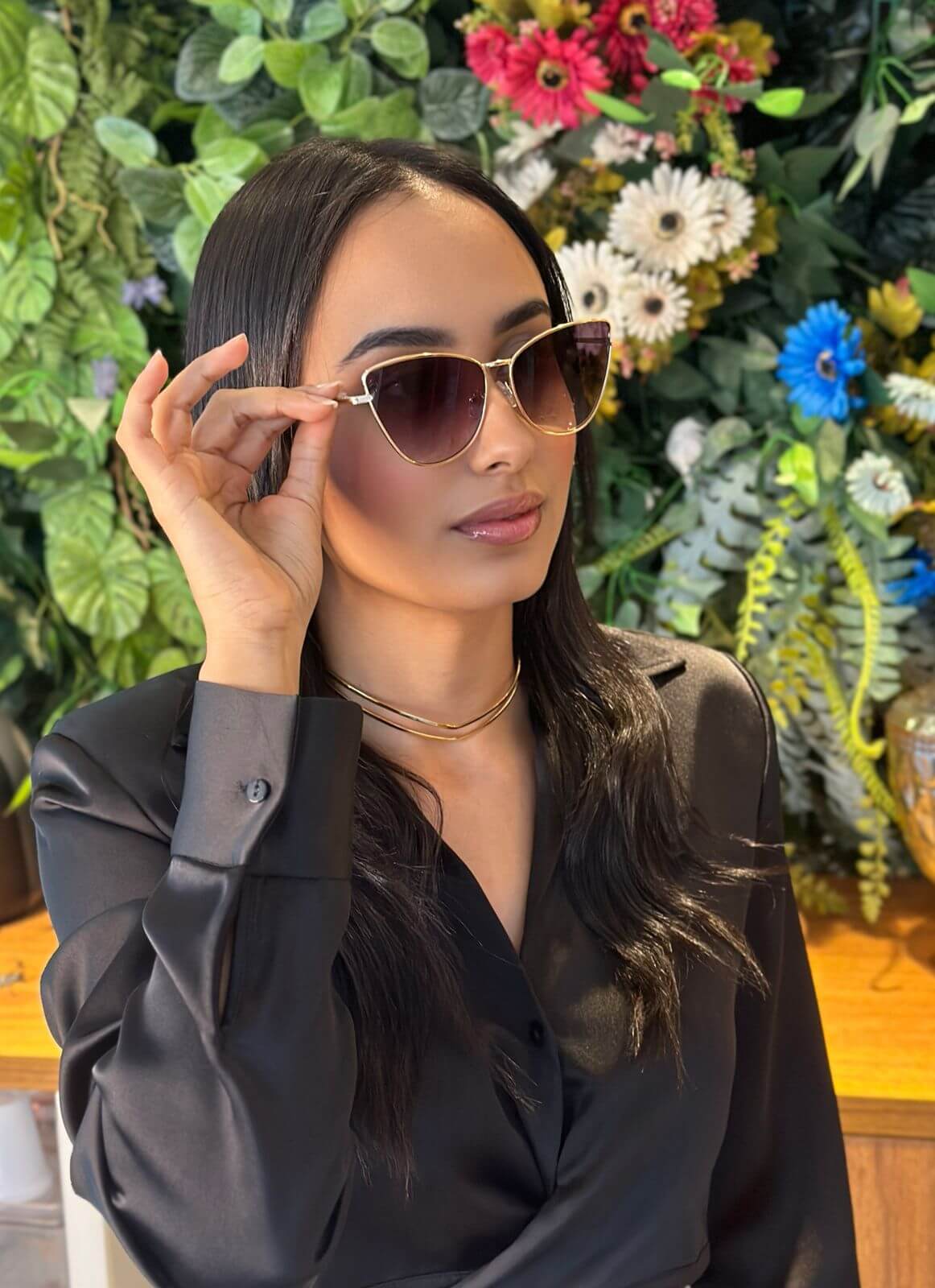 Óculos de Sol Vintage Triangular Lente Marrom