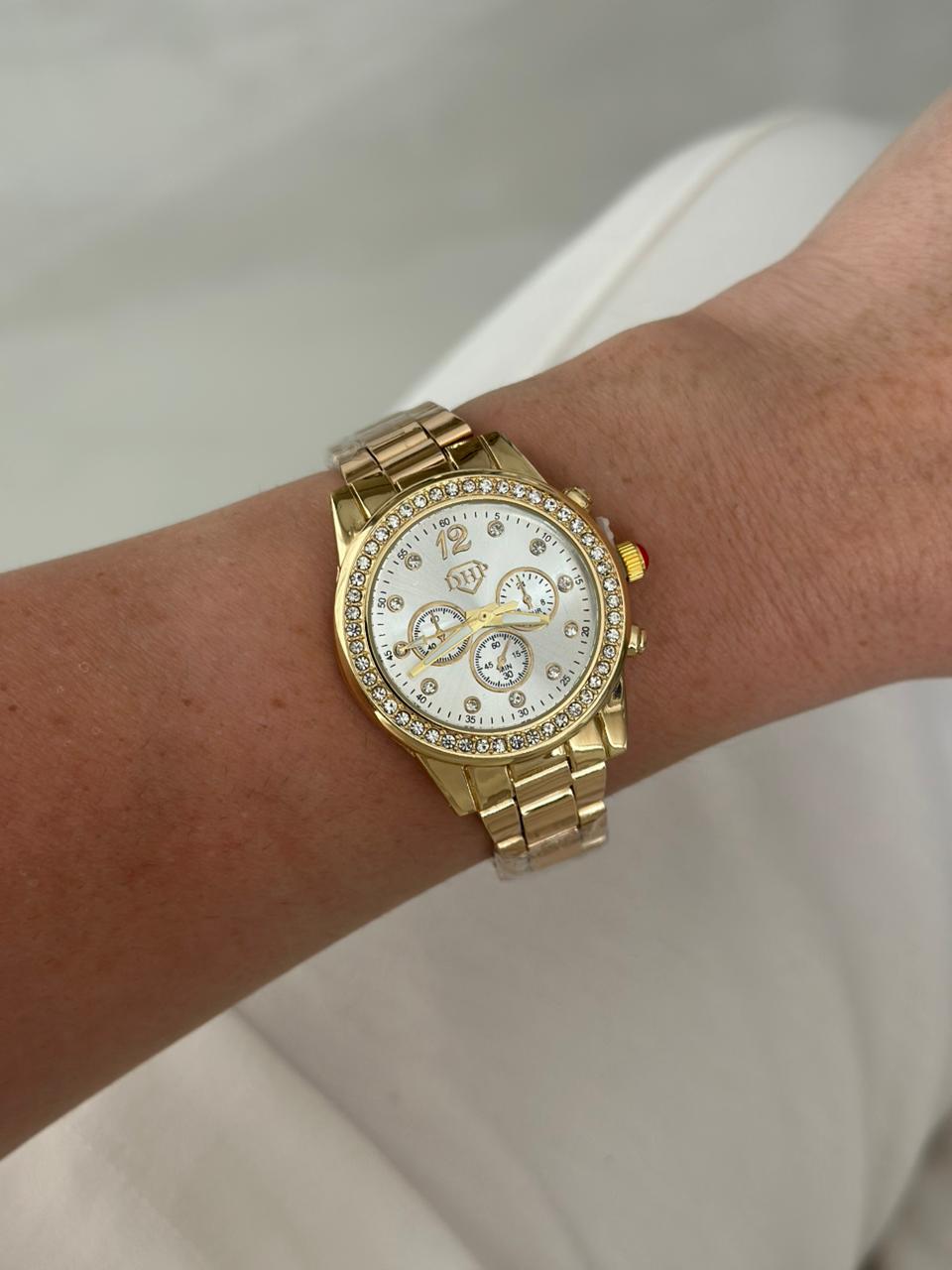 Relógio Inspiração Dourado Fundo Branco